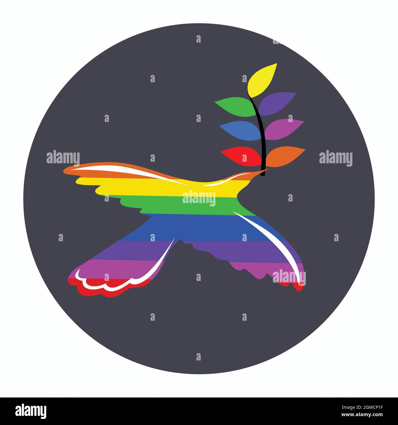 Rainbow peace bird Stock Vector Image & Art - Alamy