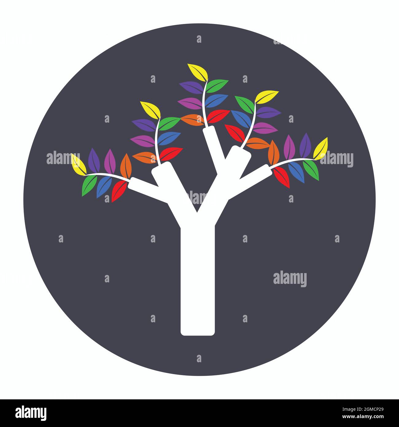 Rainbow white tree Stock Vector Image & Art - Alamy