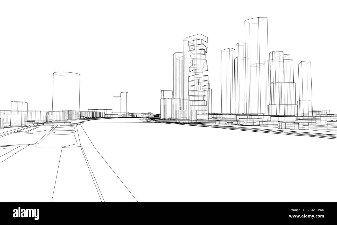 Vector lines buildings and city roads, town design Stock Vector Image ...