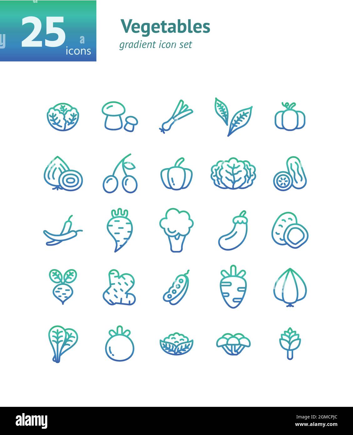 Vegetables gradient icon set. Vector and Illustration Stock Vector Image & Art - Alamy