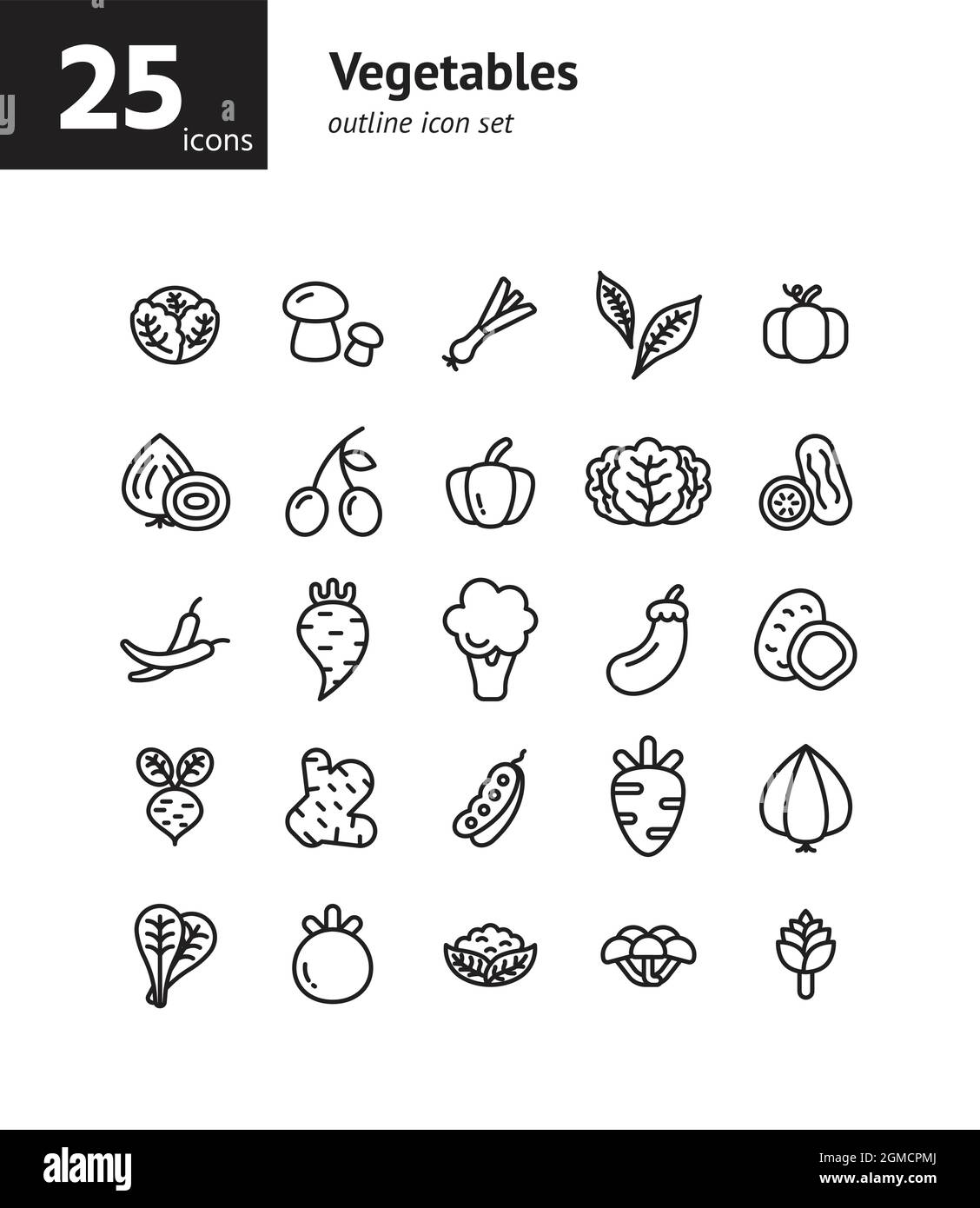 Vegetables outline icon set. Vector and Illustration Stock Vector Image ...