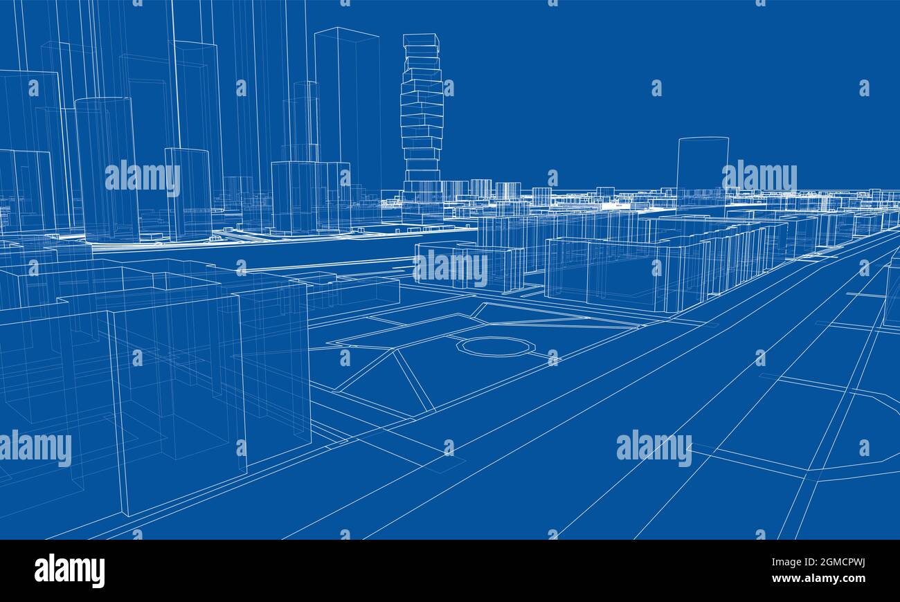 Vector lines buildings and city roads, town design Stock Vector Image ...