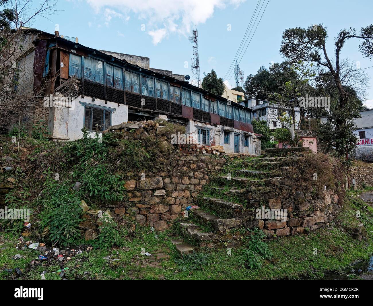 Traditional Himalayan houses at Kausani state Uttarakhand India March ...