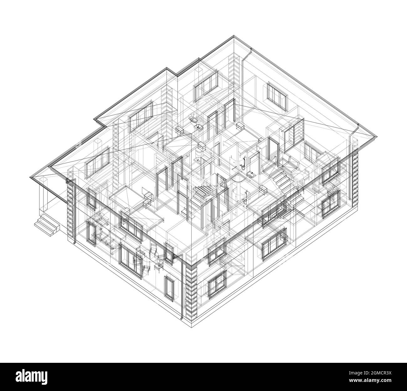 Residential building technical drawing. Vector Stock Vector Image & Art ...