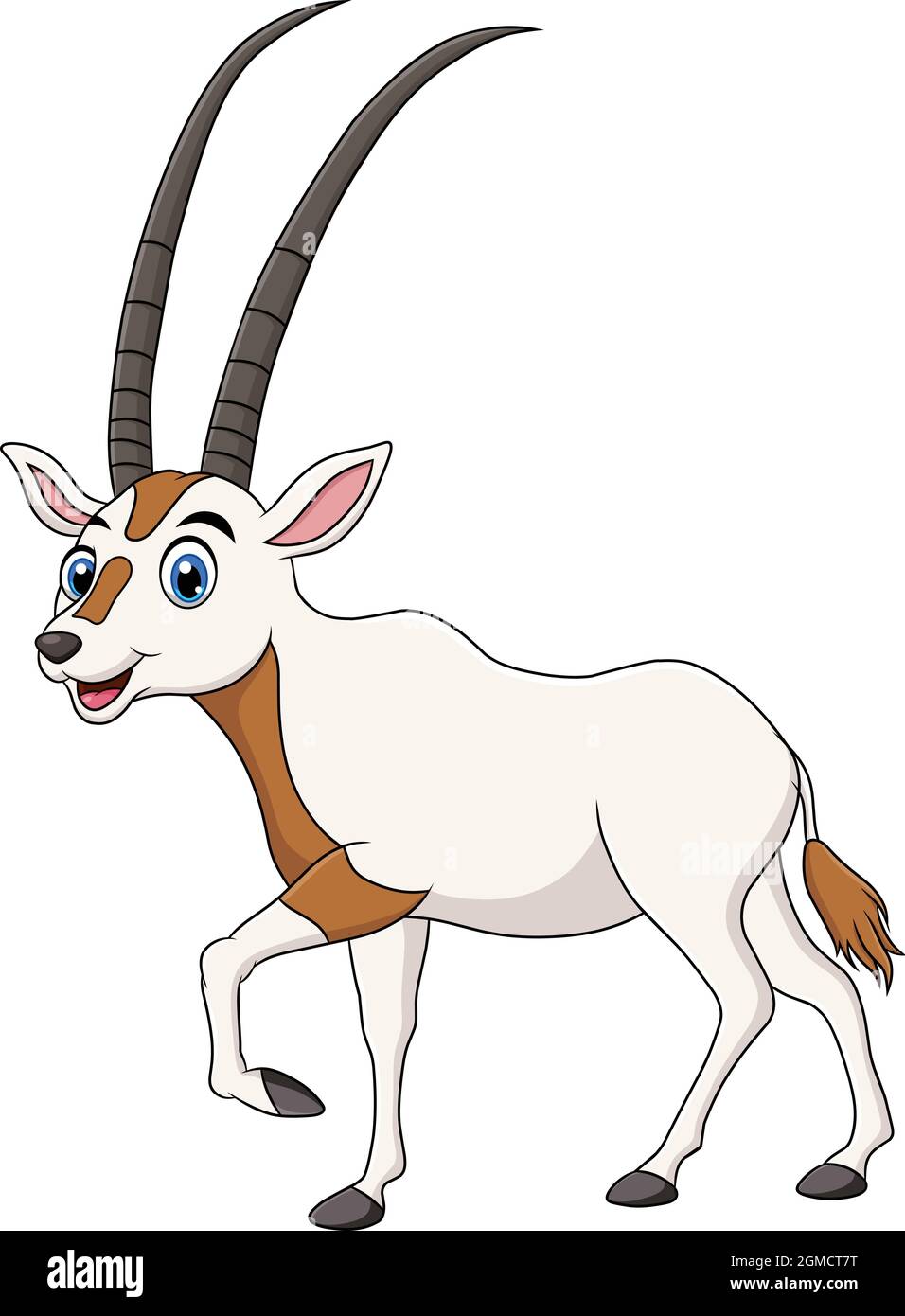 Cute Scimitar Oryx animal cartoon vector illustration Stock Vector ...