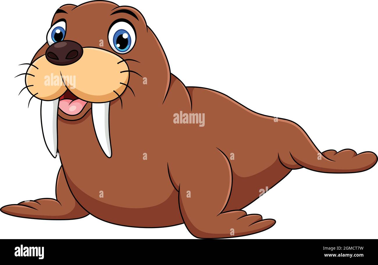 Cute Walrus animal cartoon vector illustration Stock Vector Image & Art ...
