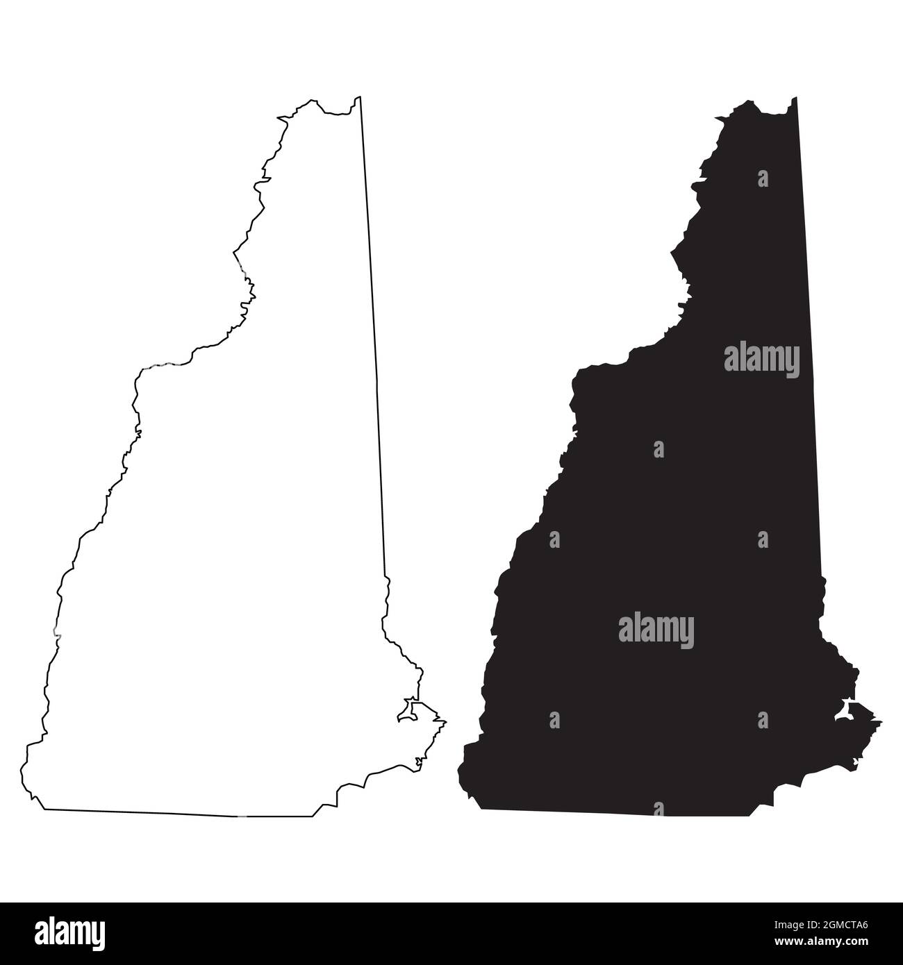 New Hampshire map on white background. New Hampshire state sign ...