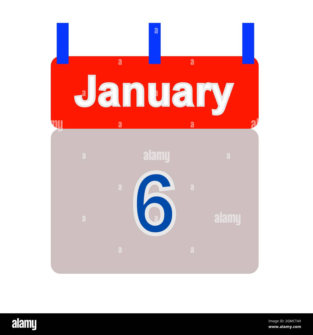 calendar tab dated January 6th - illustration Stock Photo - Alamy