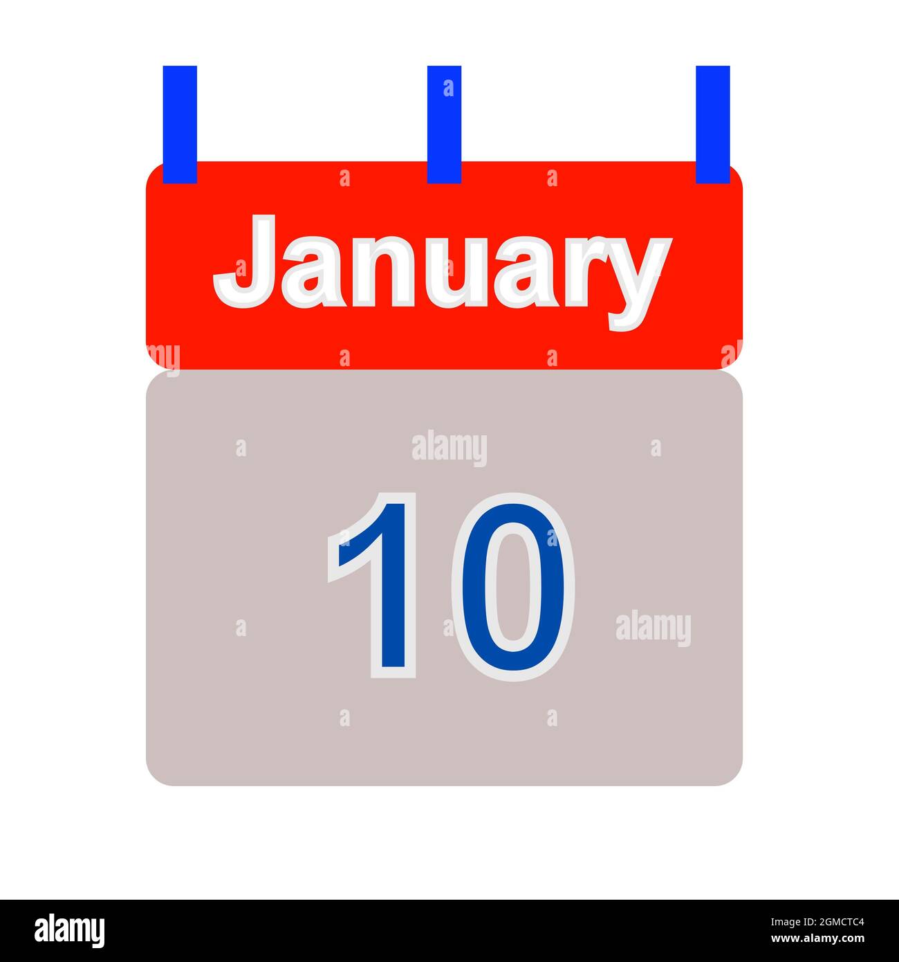 calendar tab dated January 10th - illustration Stock Photo - Alamy