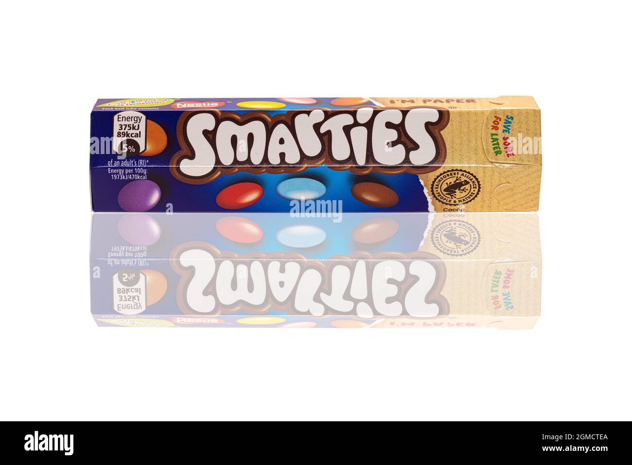 SWINDON, UK - SEPTEMBER 17, 2021: Tubes of Smarties in the new 100% ...