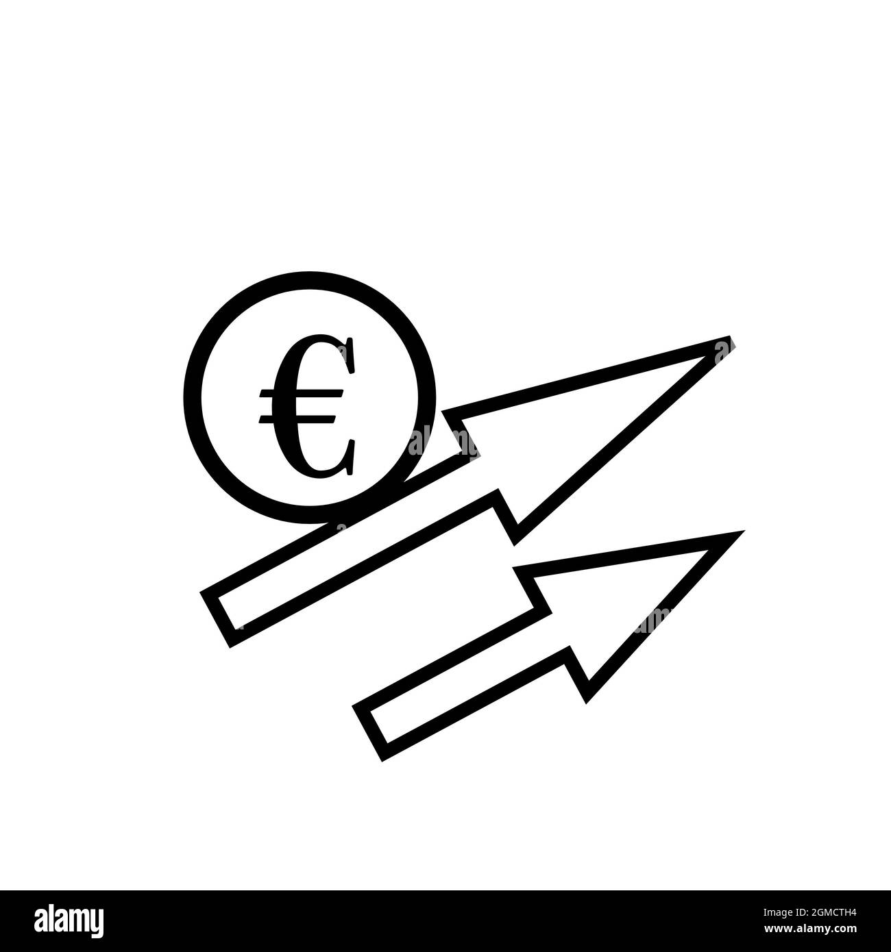 euro rate increase icon. arrow up - illustration Stock Photo - Alamy