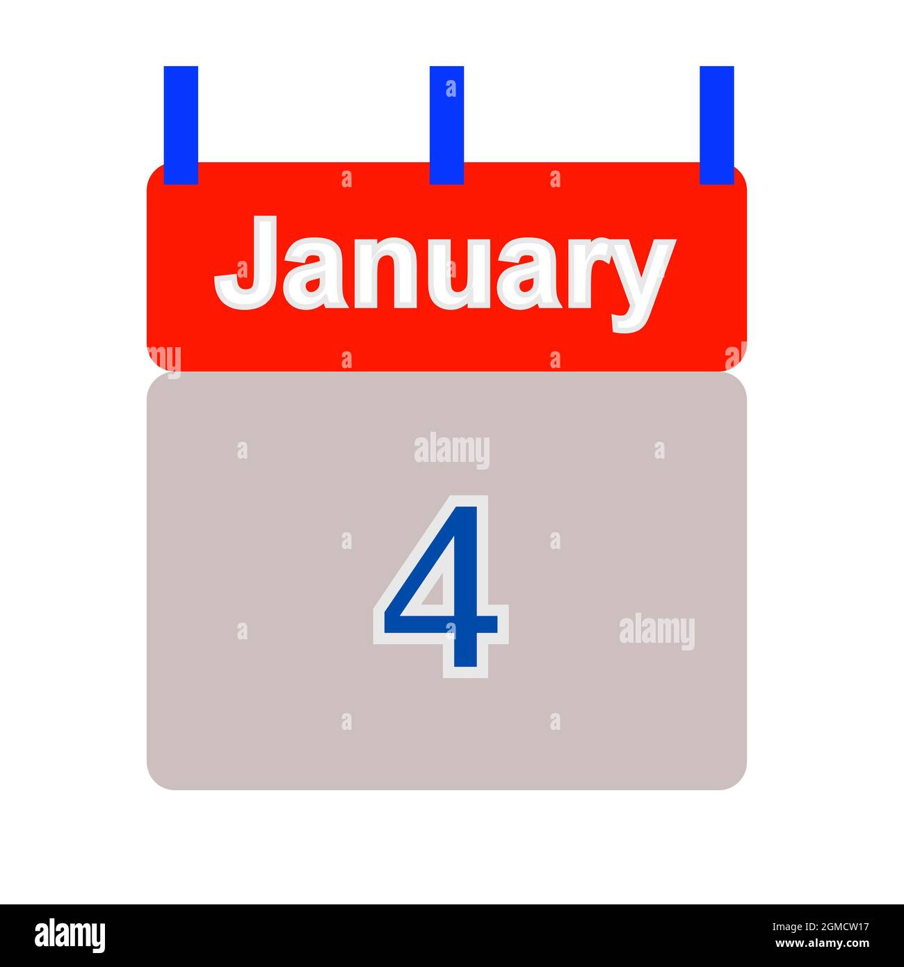 calendar tab dated January 4th - illustration Stock Photo - Alamy