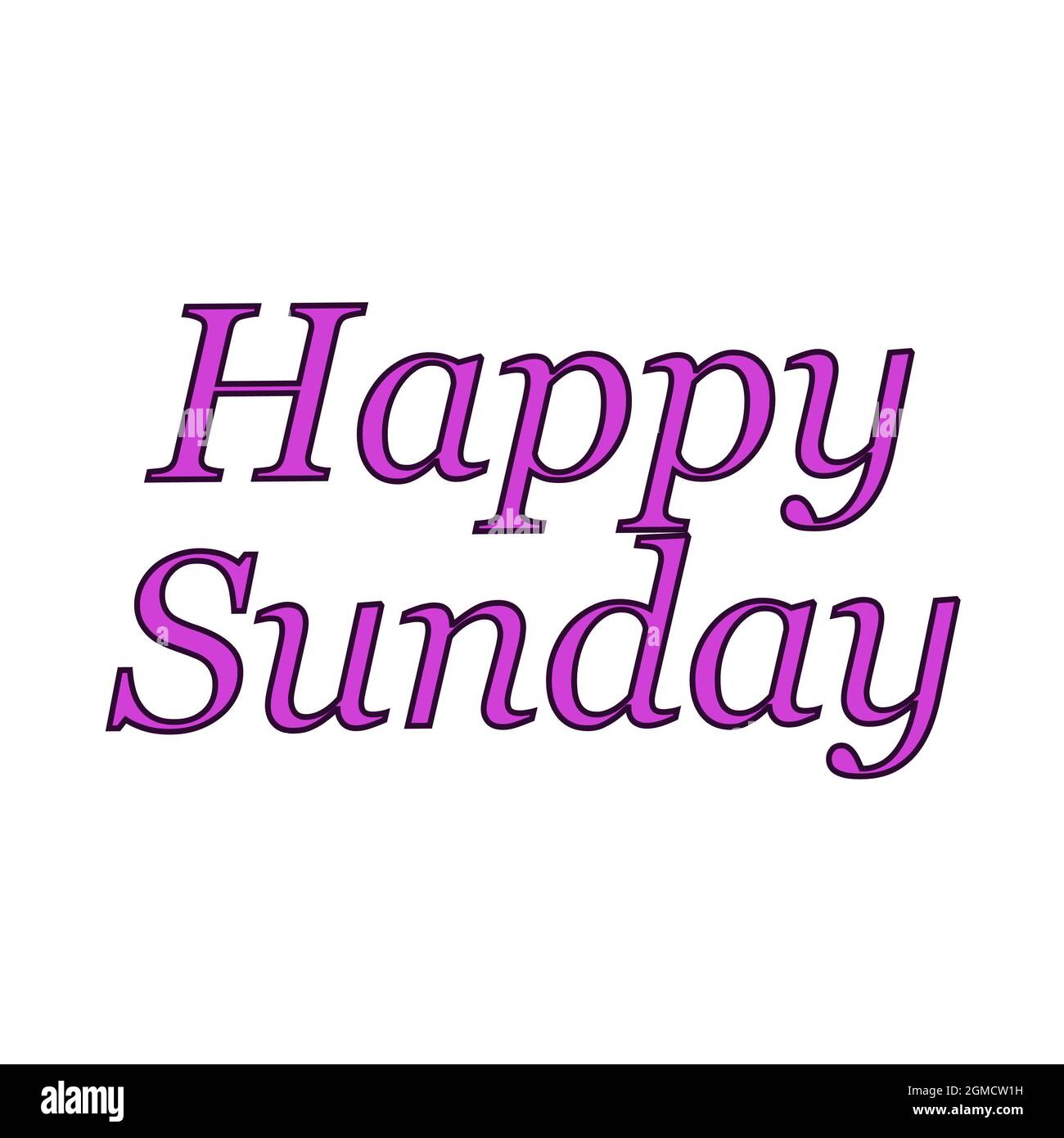 Happy Sunday text on white background - illustration Stock Photo - Alamy