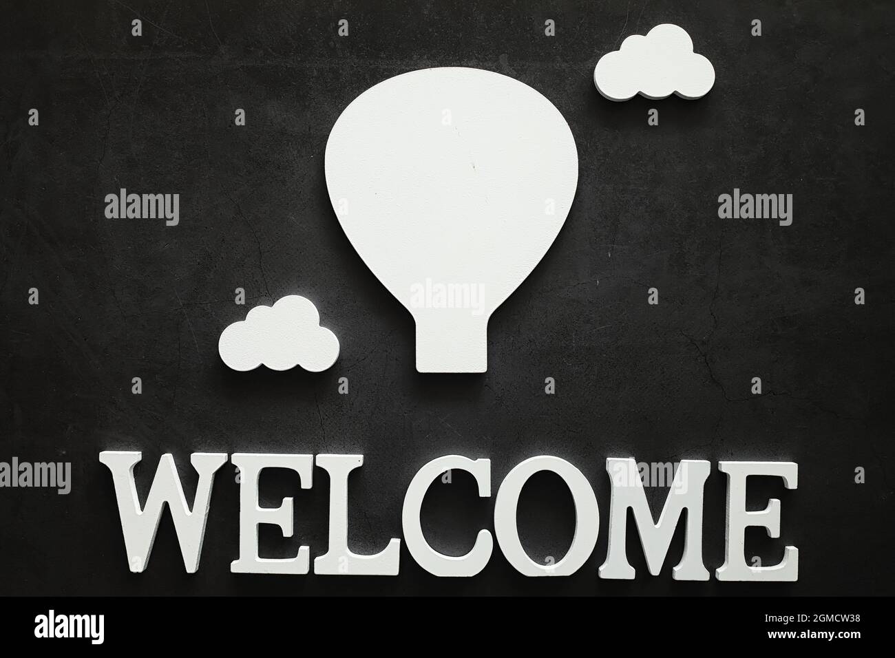 Background concept. The inscription Welcome on a dark background Stock ...