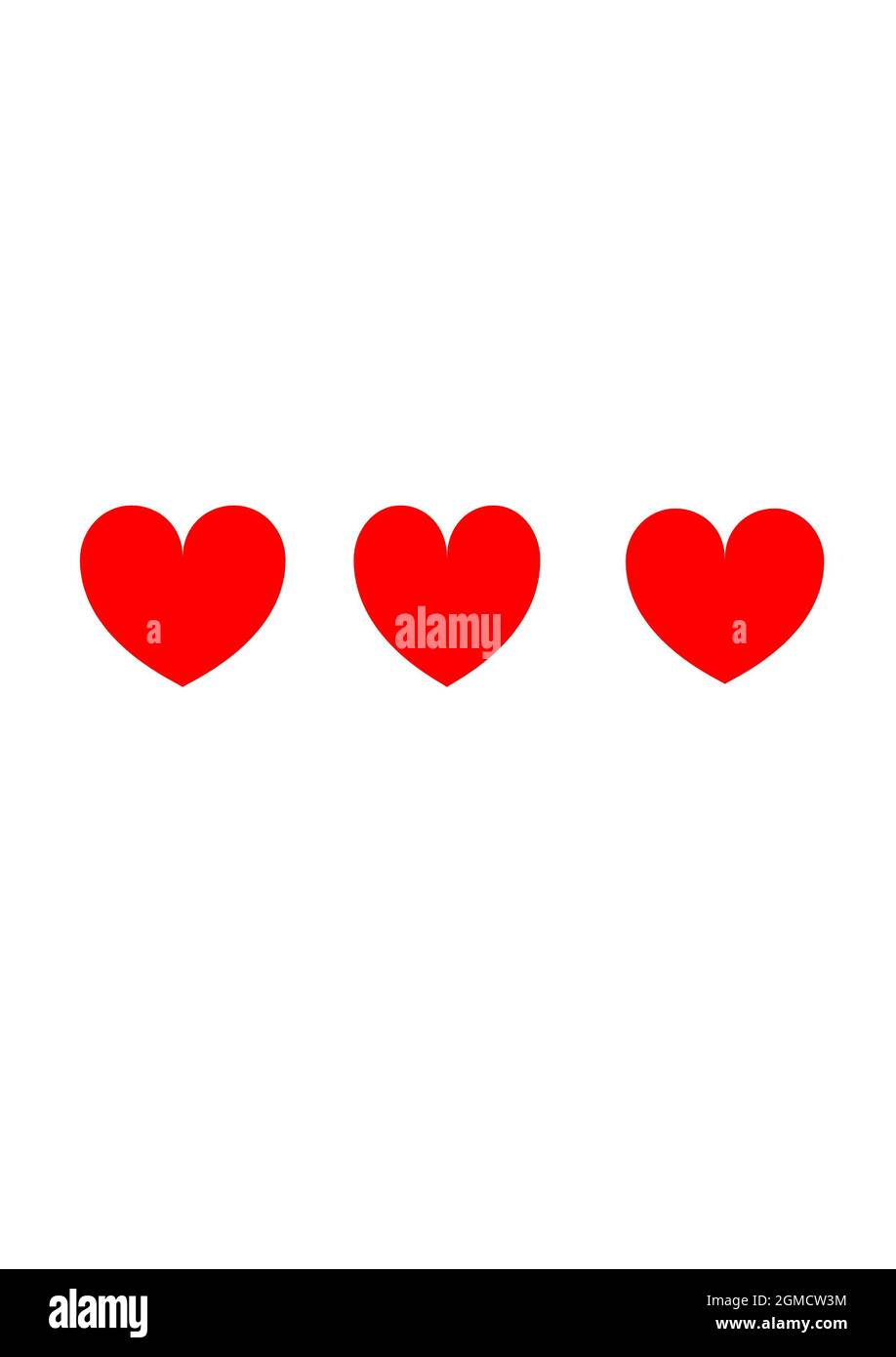 three red hearts isolated on white - illustration Stock Photo - Alamy
