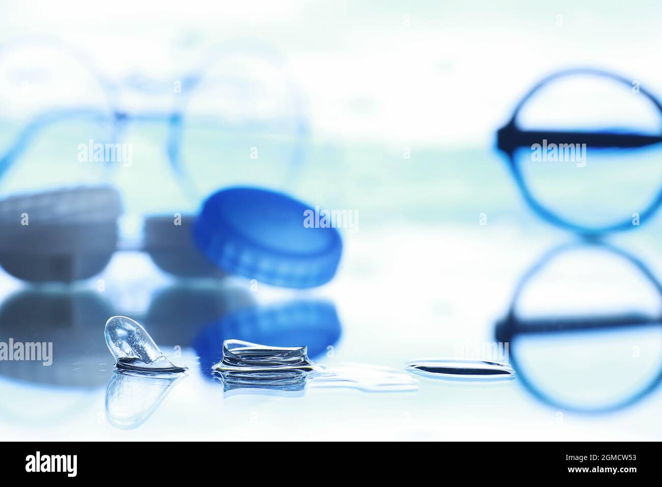 Tools for vision correction. Glasses and lenses with diopters on ...