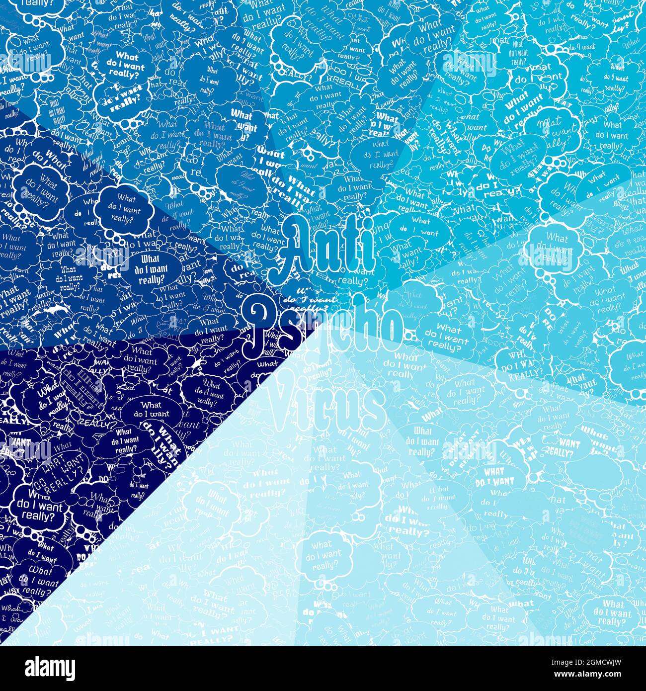 A blue and cyan background with thought bubbles and the text Anti ...