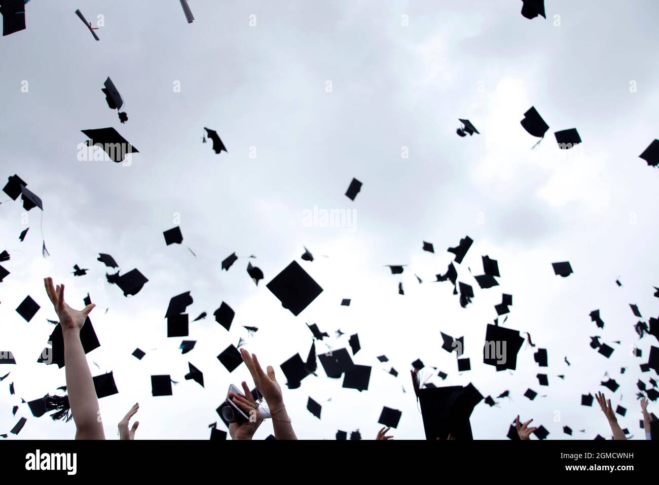 University graduation ceremony, caps flying in the air Stock Photo - Alamy