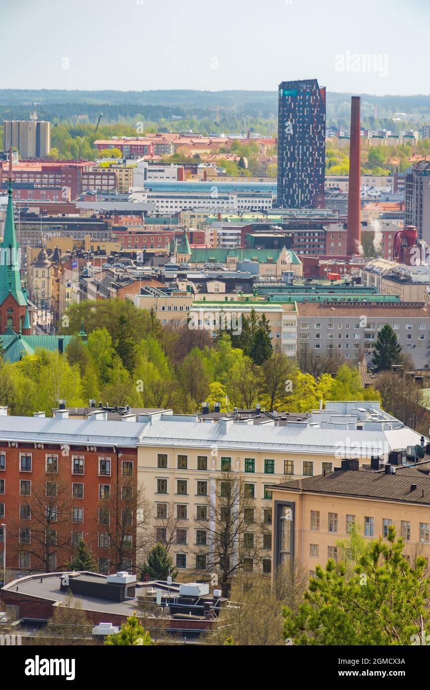 Aerial landscapes from Pyynikki sightseeing tower in Tampere Finland ...