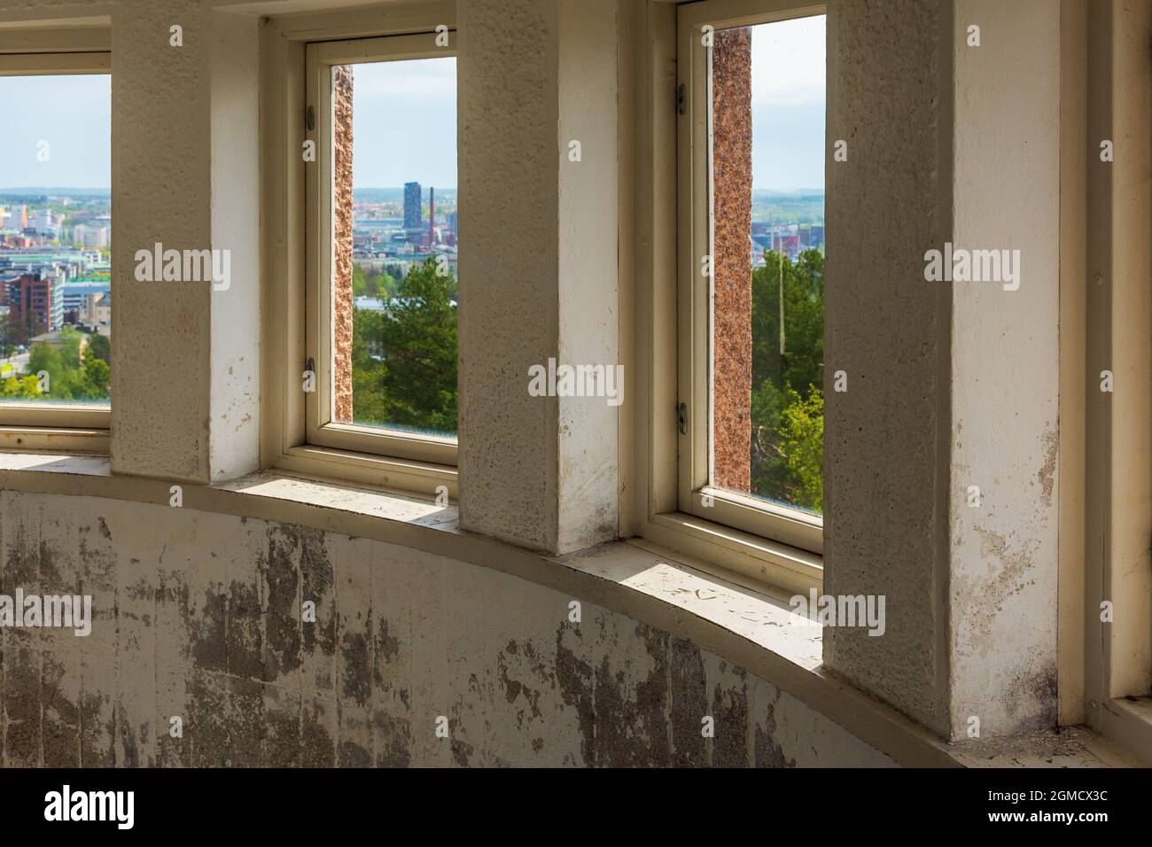 View from Pyynikki sightseeing tower windows in Tampere Finland Stock ...