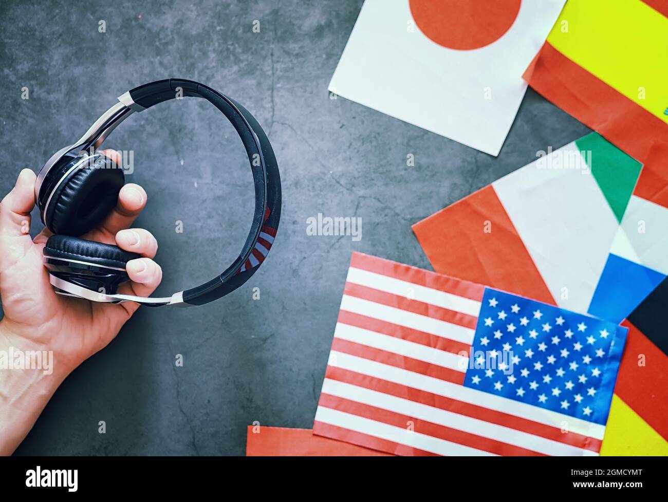 Learning foreign languages. Audio language courses. Background from ...