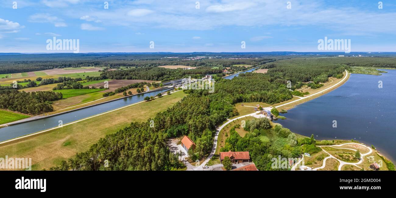 Aerial view to Heuberg lake center on Rothsee near Hilpolsttein Stock ...