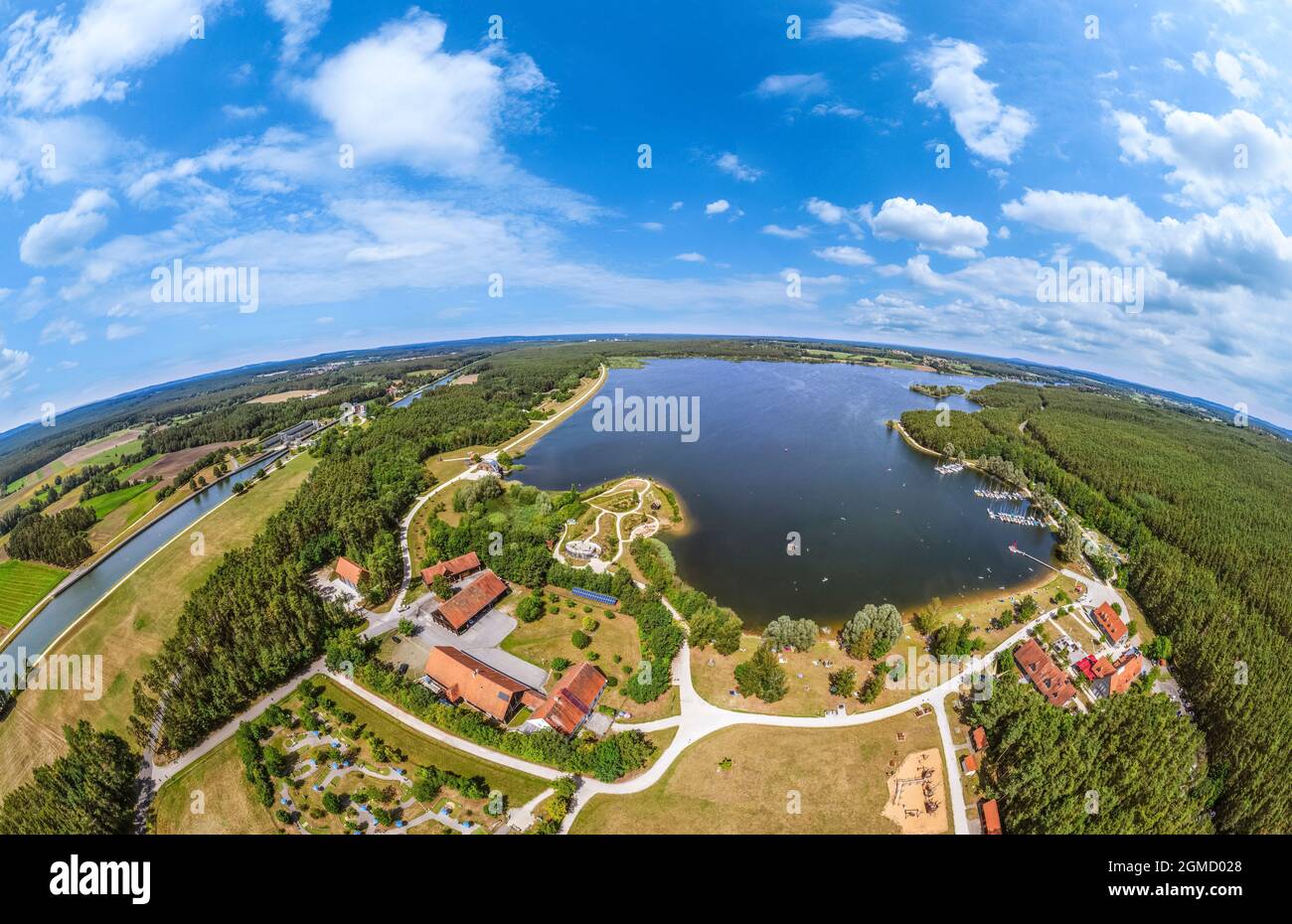 Aerial view to Heuberg lake center on Rothsee near Hilpolsttein Stock ...