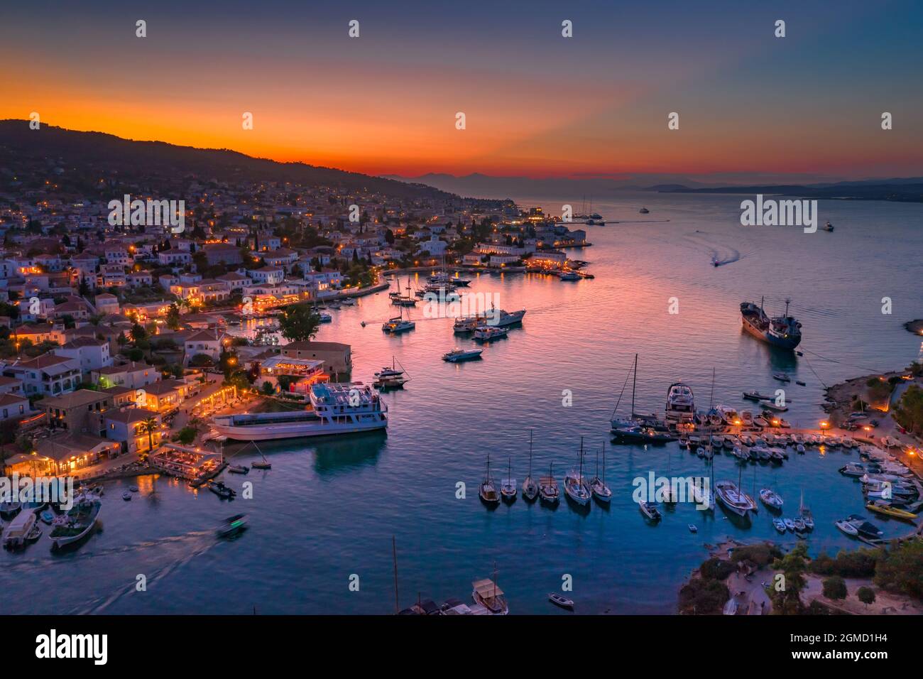 View of the amazing island of Spetses, Greece Stock Photo - Alamy