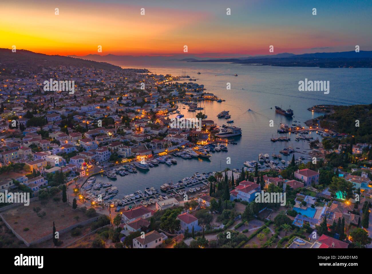 View of the amazing island of Spetses, Greece Stock Photo - Alamy