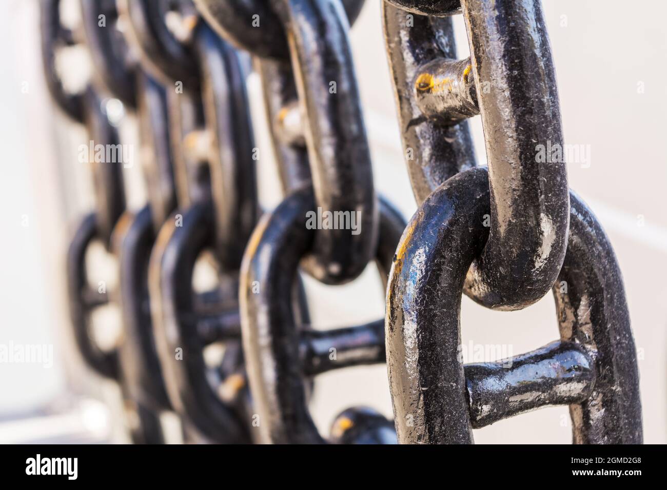 Industrial equipment back painted metal chains rows Stock Photo - Alamy