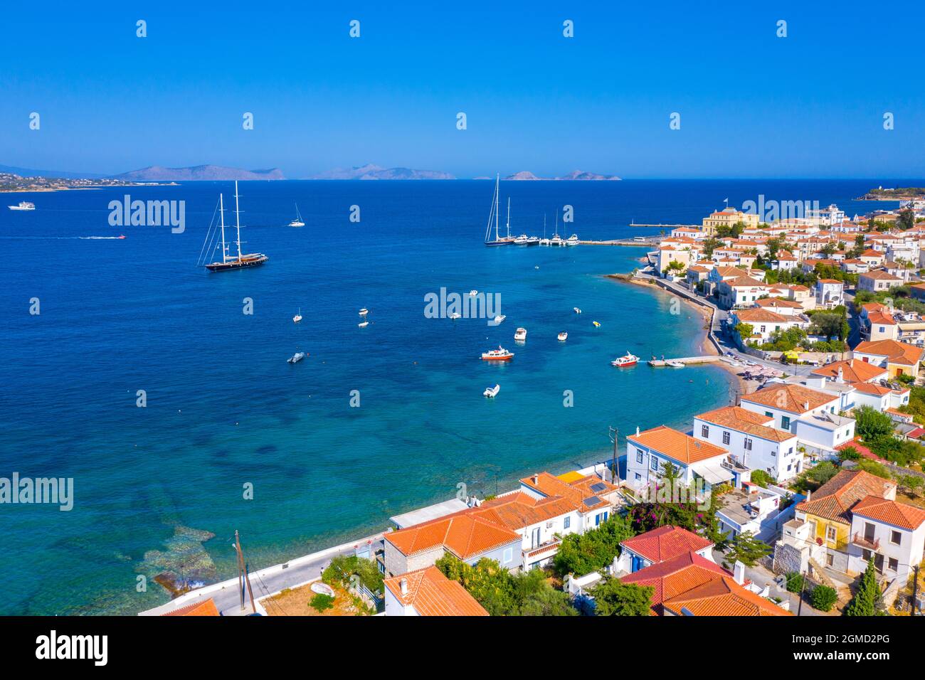 View of the amazing island of Spetses, Greece Stock Photo - Alamy