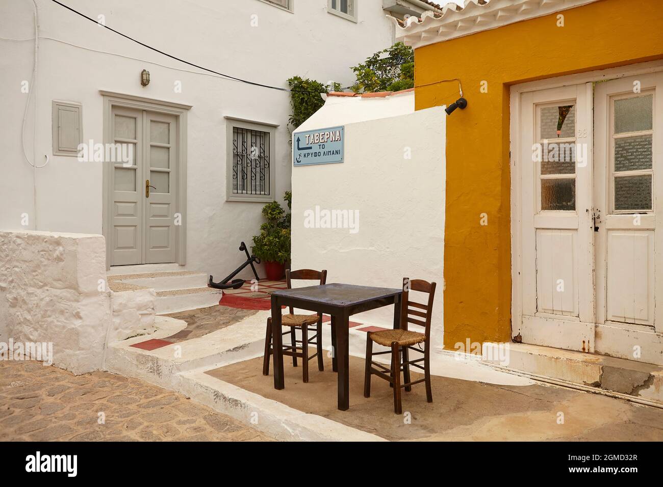 Taverna at Hydra Greece Stock Photo - Alamy