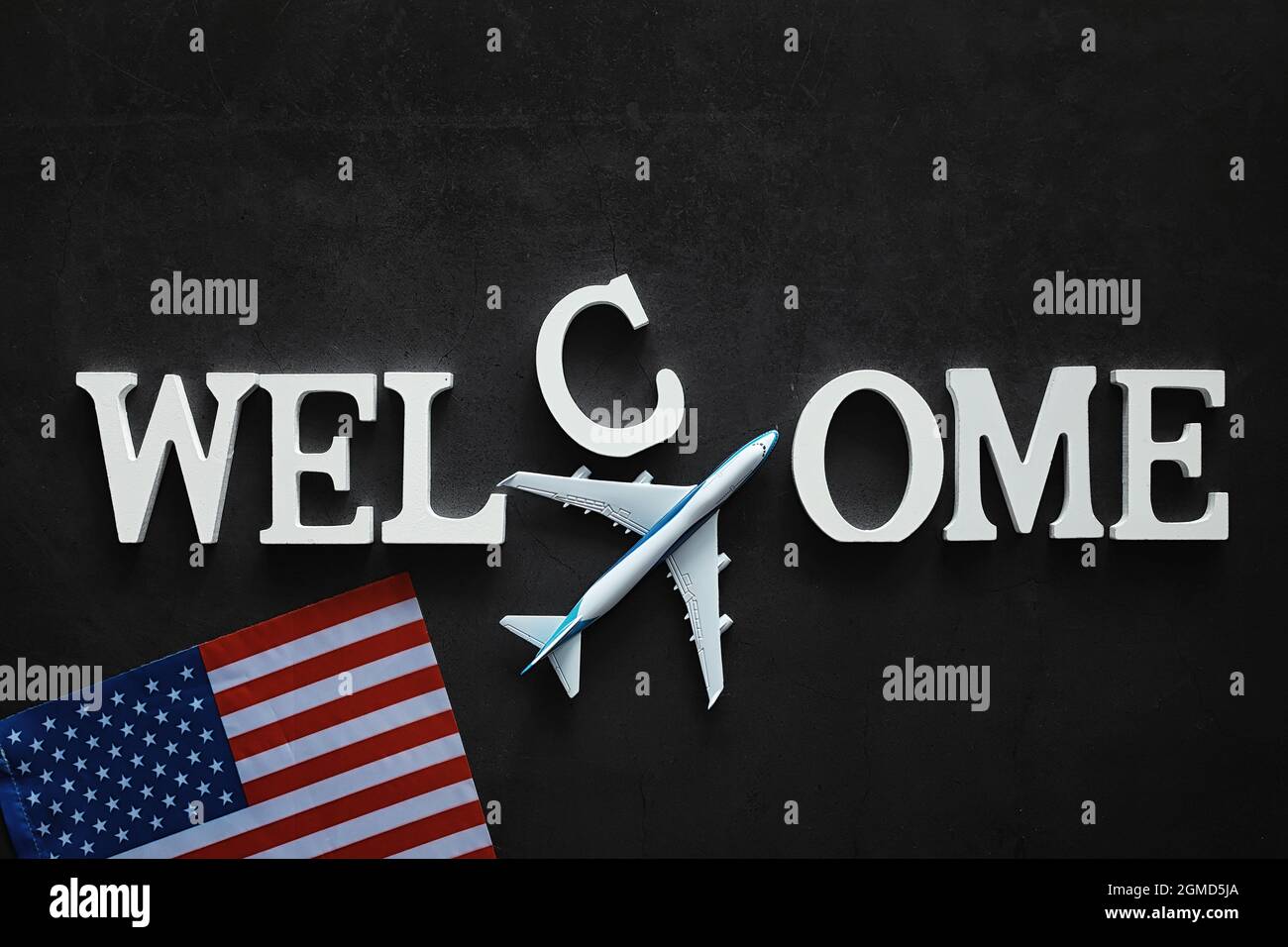 Background concept. The inscription Welcome on a dark background Stock ...