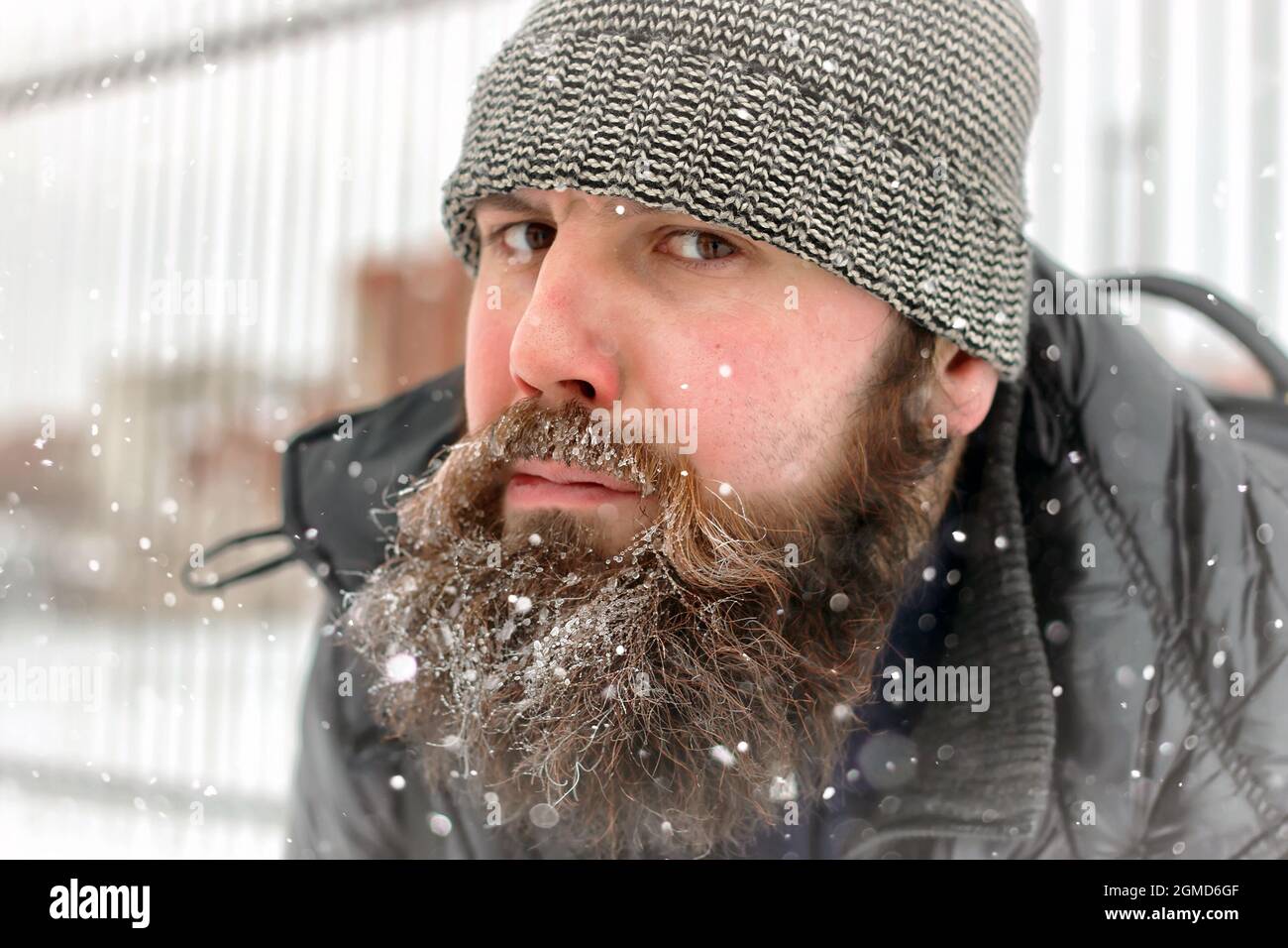 bearded man ice snow winter Stock Photo - Alamy