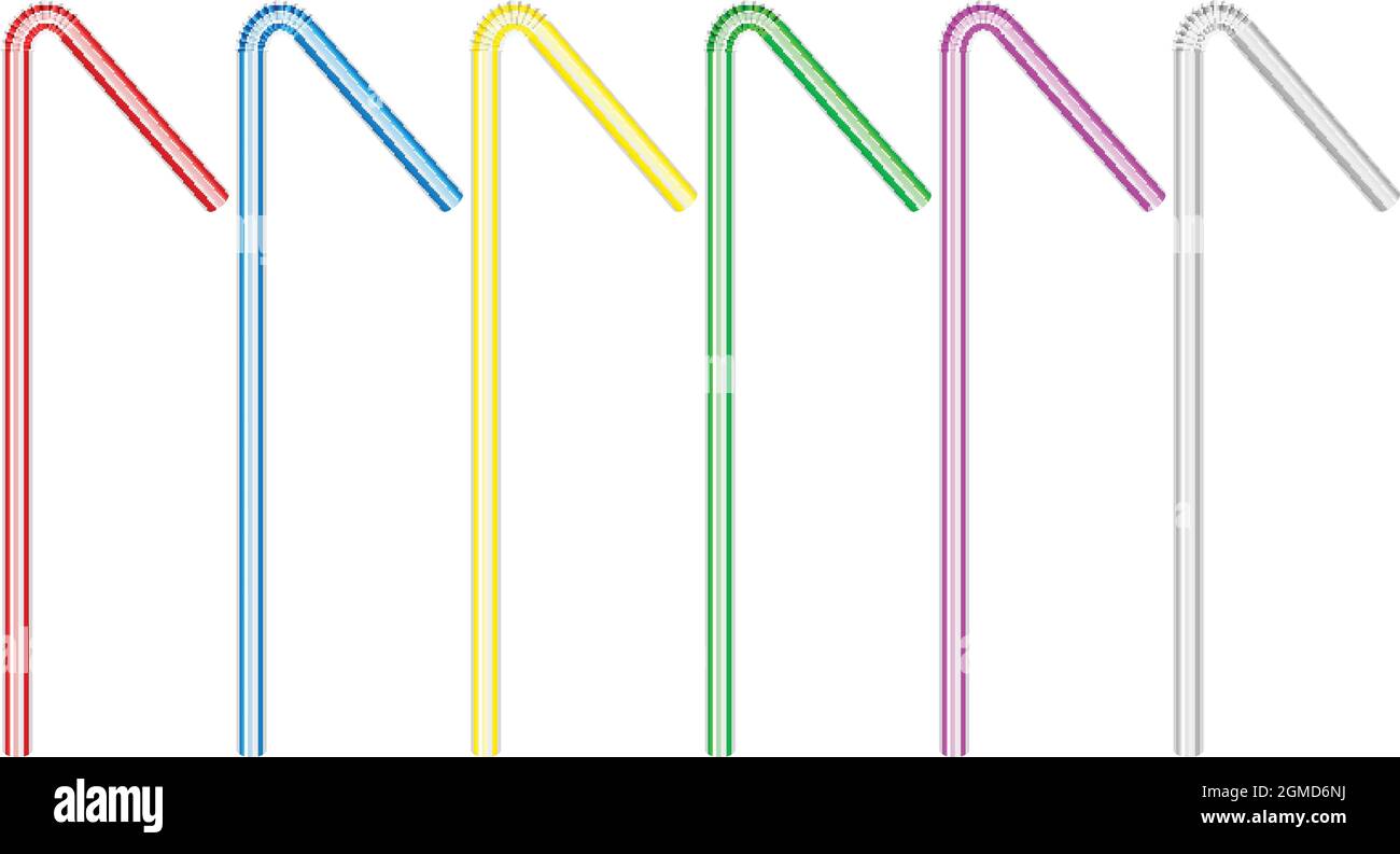 Drinking straw set on a white background. Vector illustration Stock ...
