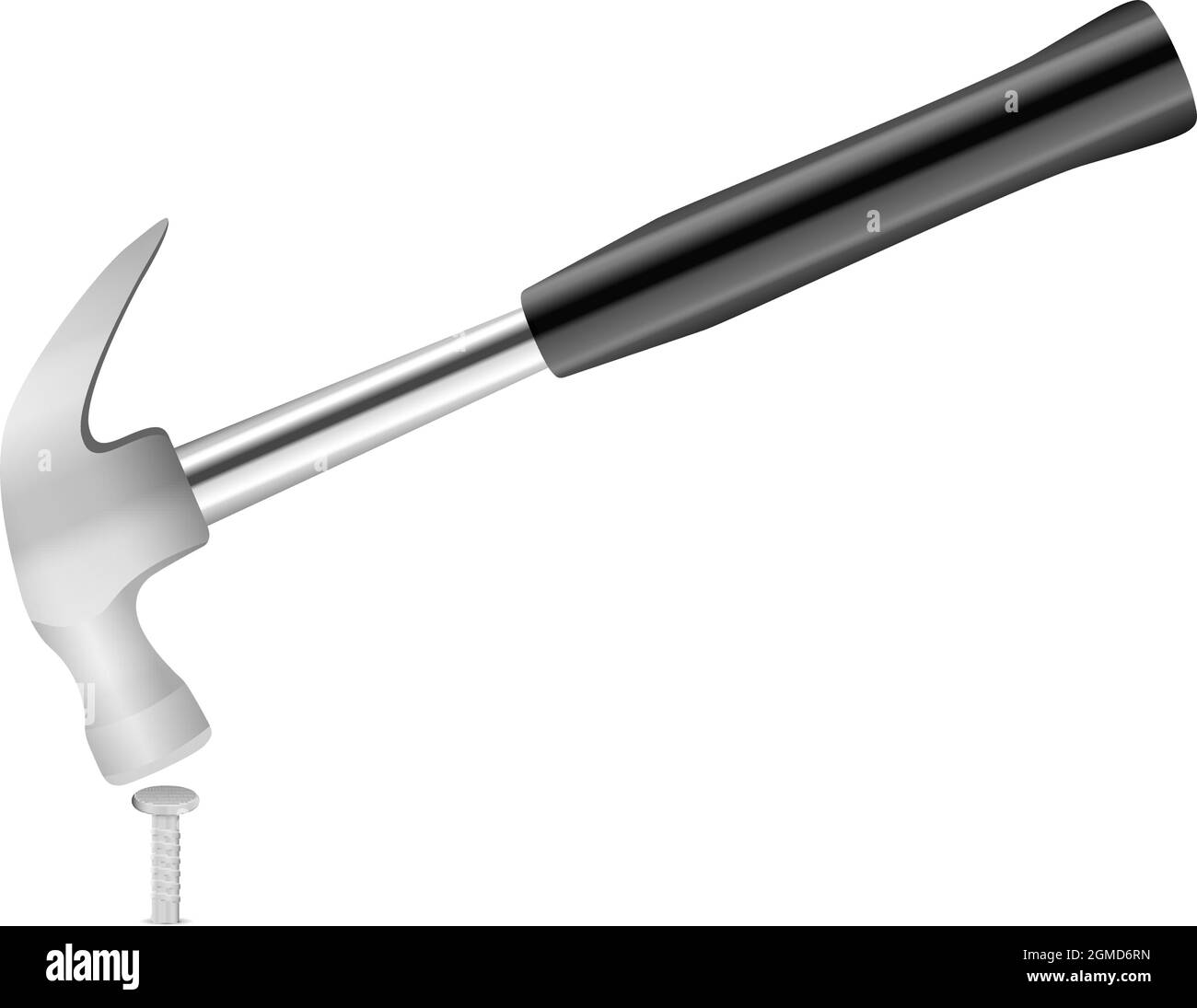 Hammer hit the nail on a white background. Vector illustration Stock ...