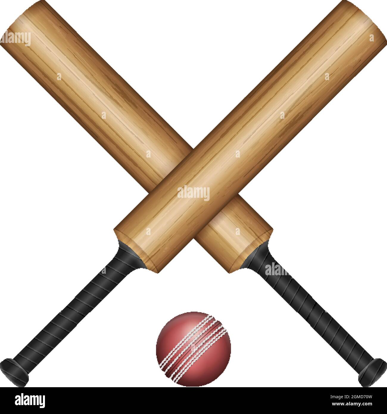 Cricket bats and ball on a white background. Vector illustration Stock ...