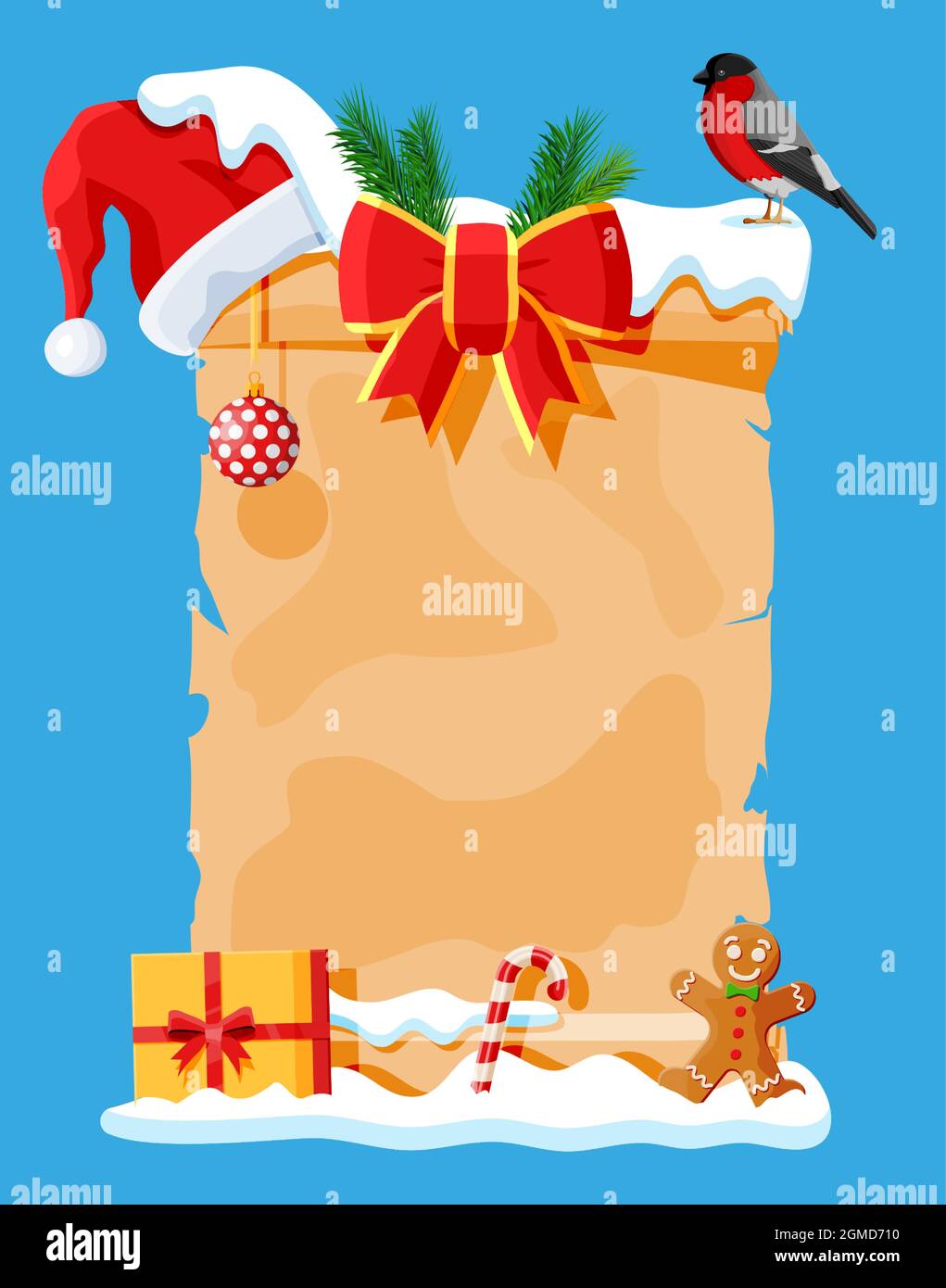 Old Christmas Parchment Scroll with Santa Hat Stock Vector Image & Art ...