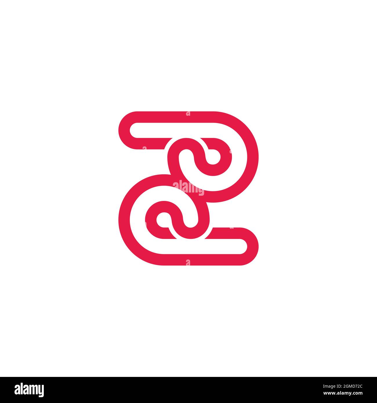 number two loop thin line geometric symbol logo vector Stock Vector ...