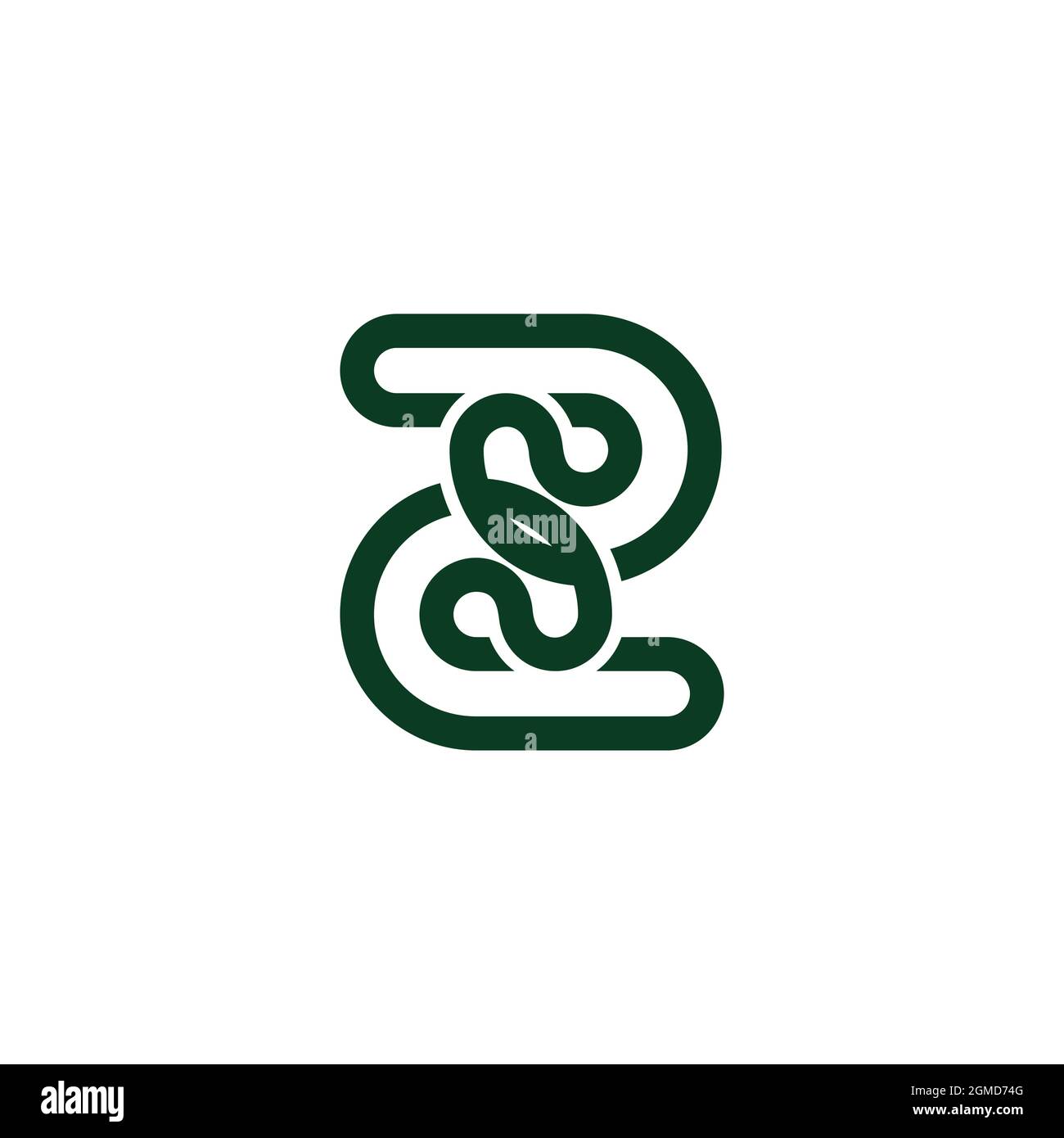unique number two green geometric loop linear logo vector Stock Vector ...