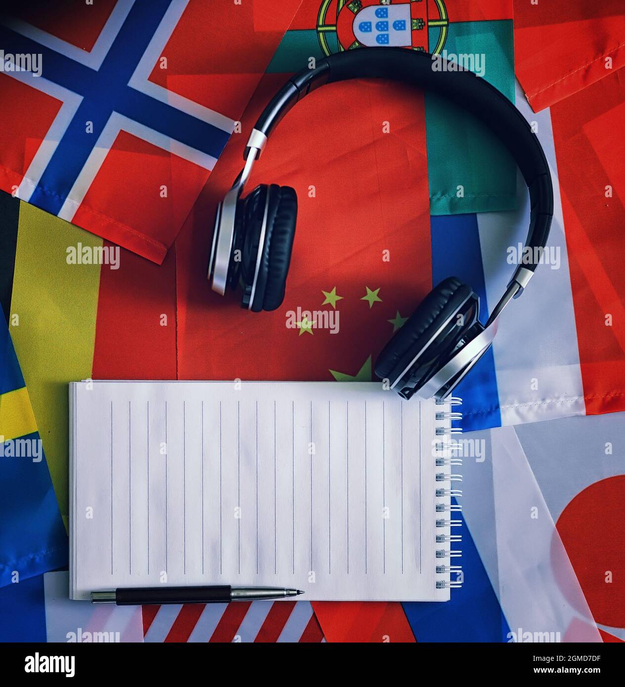 Learning foreign languages. Audio language courses. Background from ...