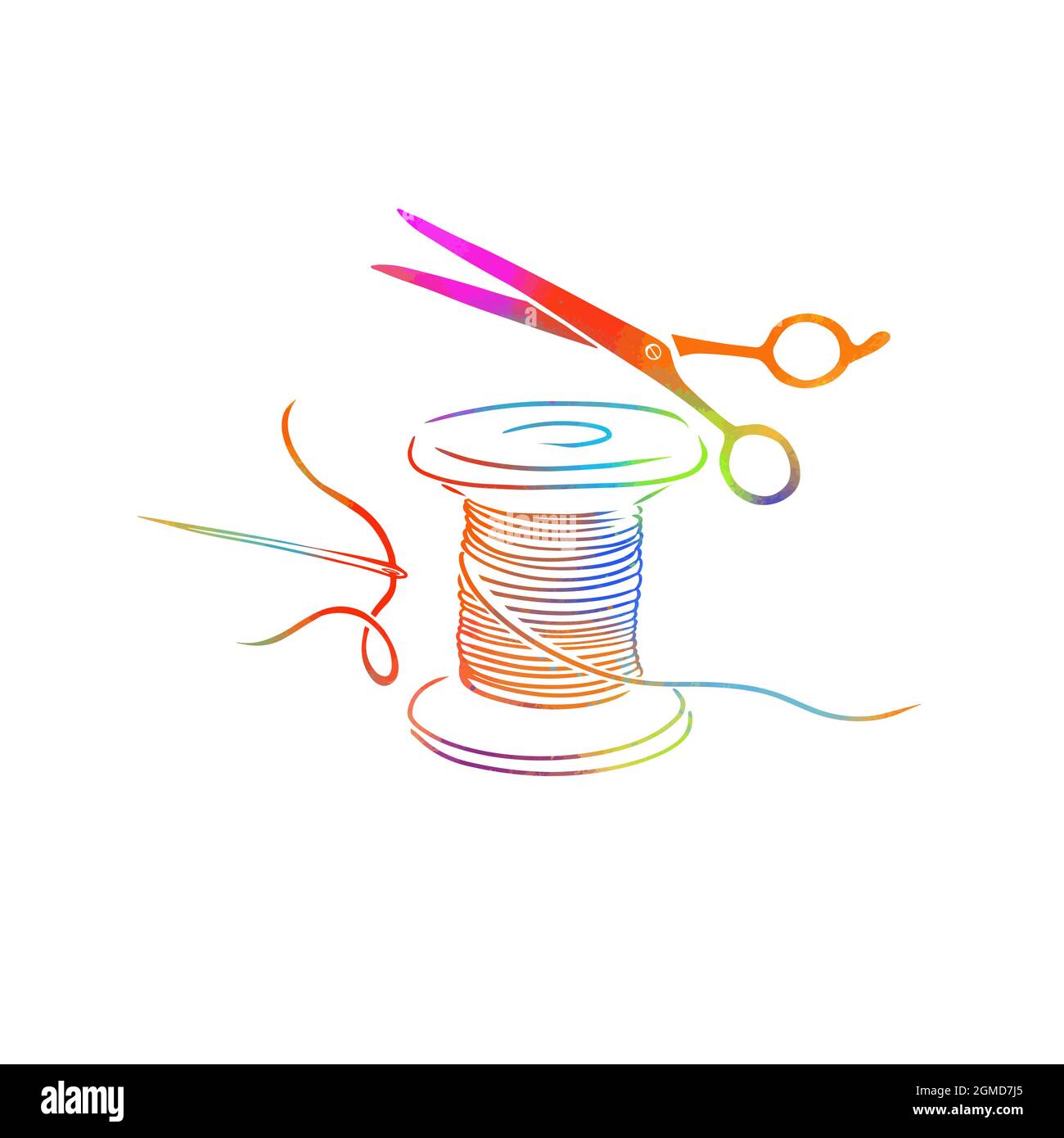 Spool of thread abstract. Tailor workshop multicolored. Vector ...