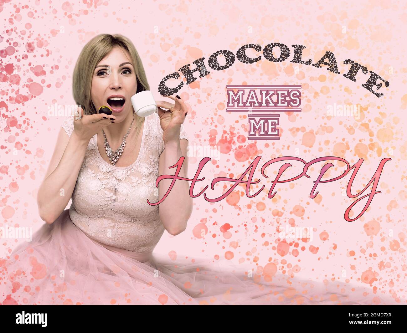 Positive quote about love for chocolate. Message chocolate makes me ...