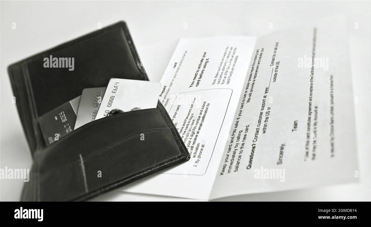 wallet with cards and instruction for activation Stock Photo - Alamy