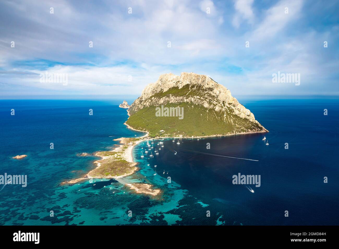 View from above, stunning aerial view of Tavolara Island, a limestone ...
