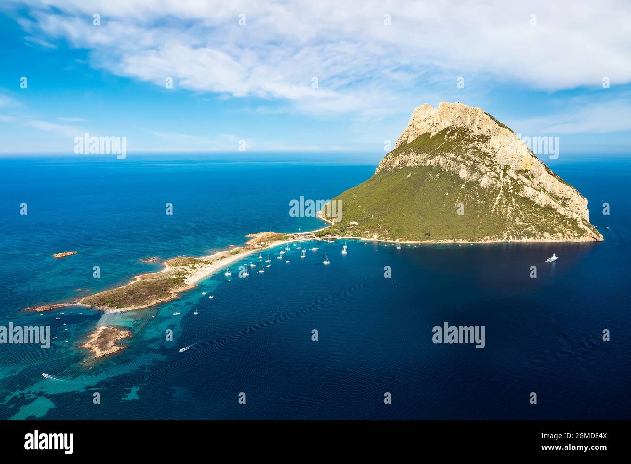 View from above, stunning aerial view of Tavolara Island, a limestone ...