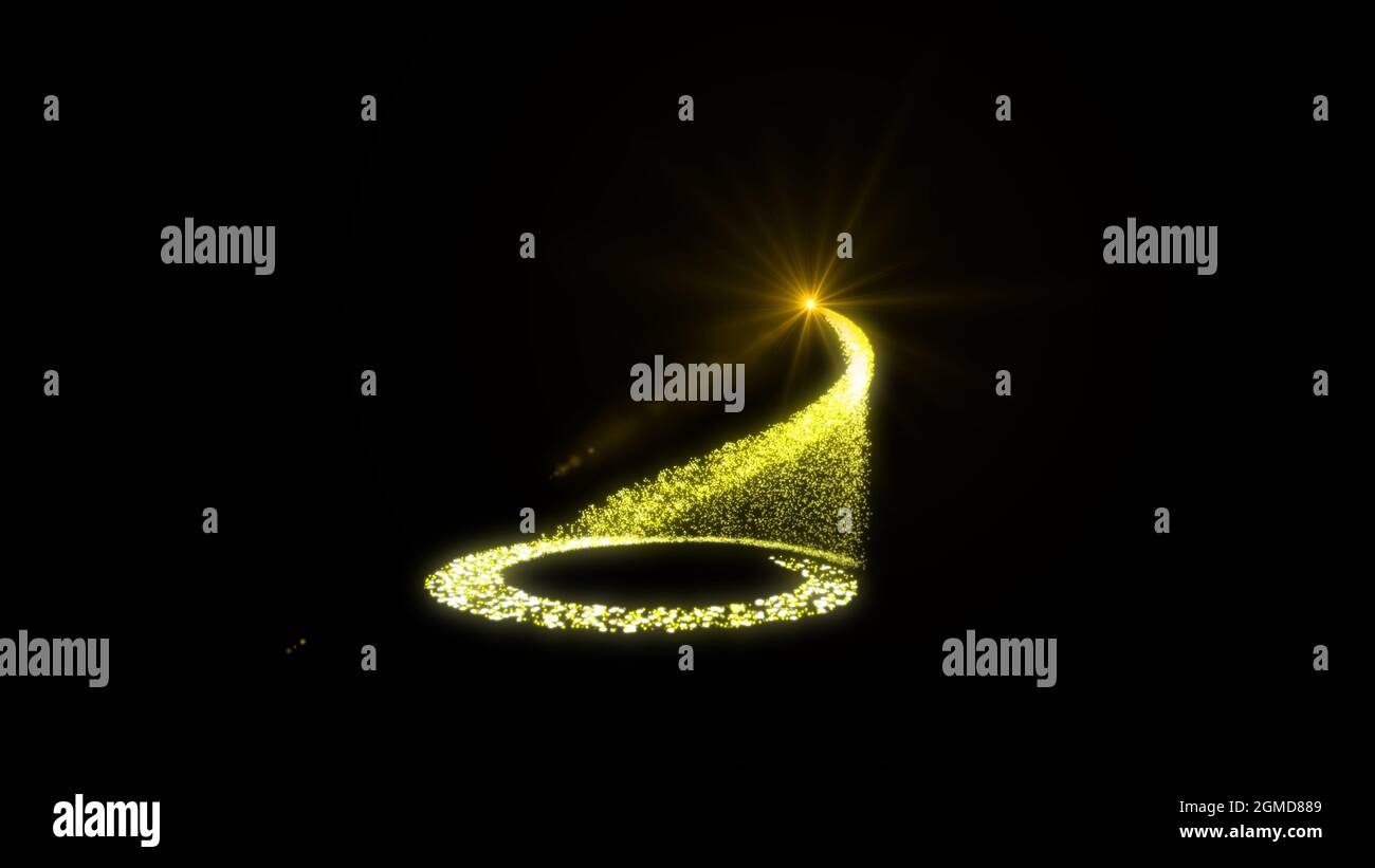 Beautiful Golden Particle Trail With Black Background Stock Photo - Alamy