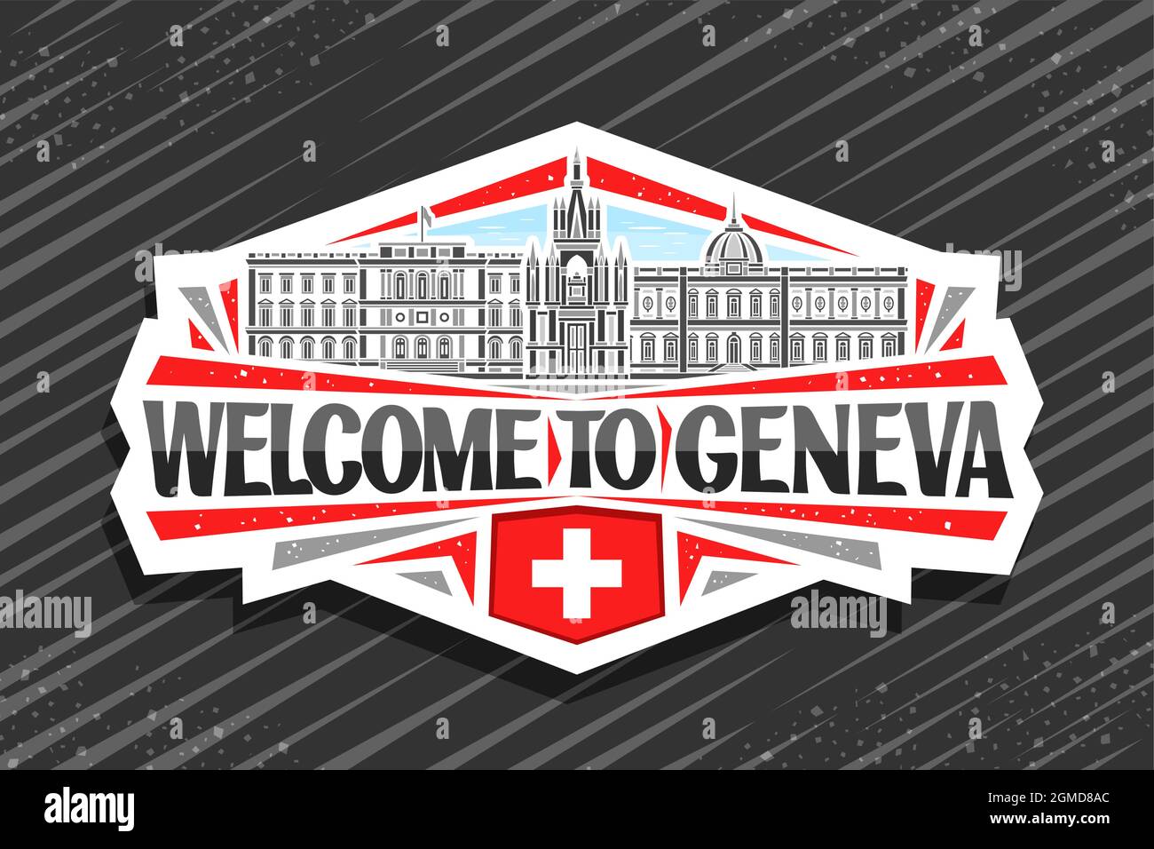Vector logo for Geneva, white decorative badge with outline ...