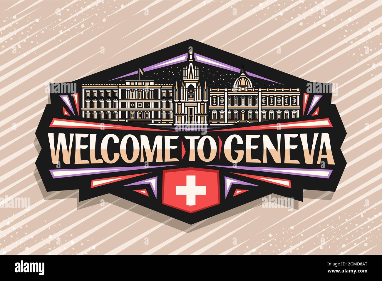 Vector logo for Geneva, black decorative badge with outline ...