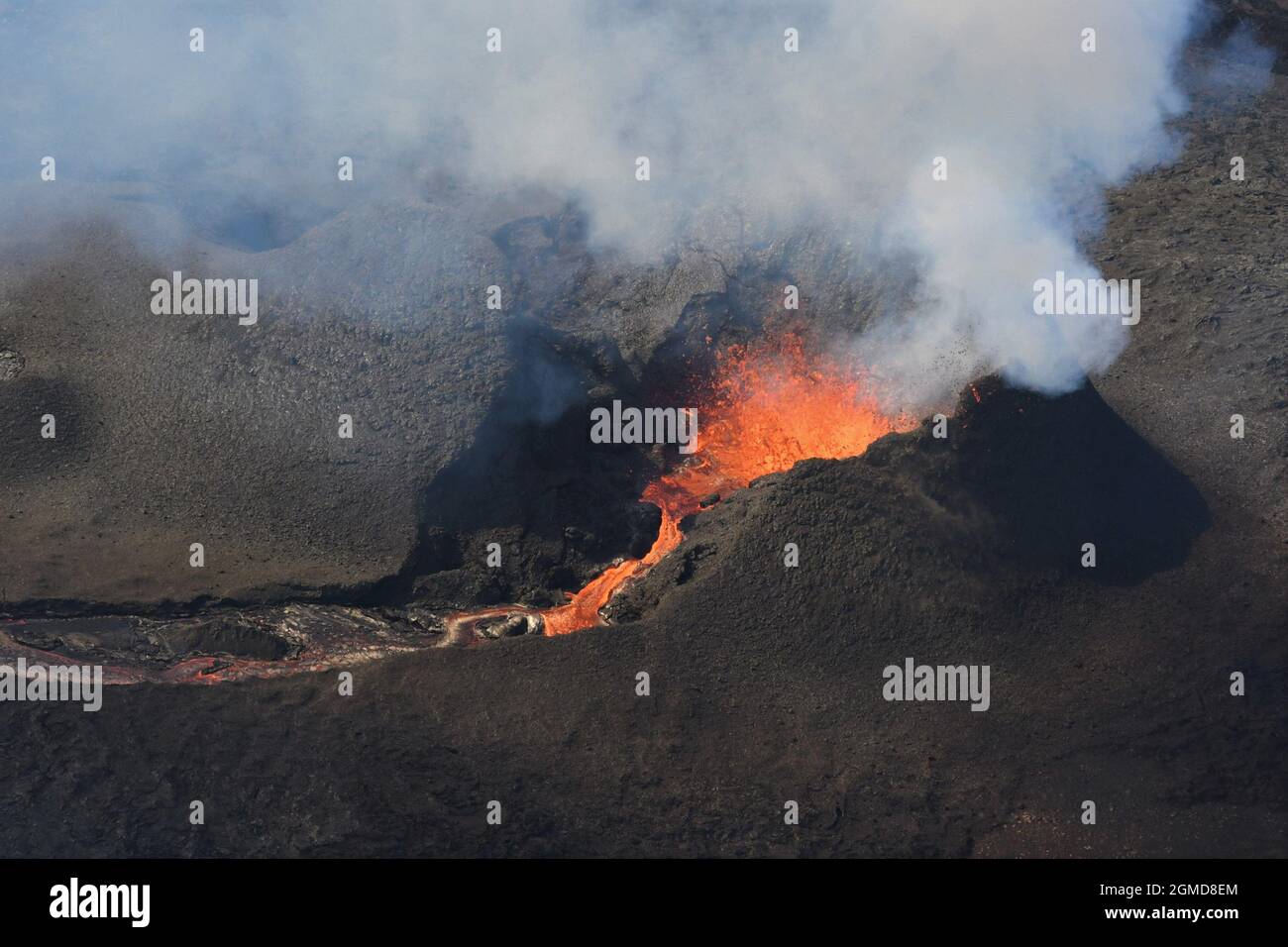 Top aerial view of volcanic eruption hi-res stock photography and ...